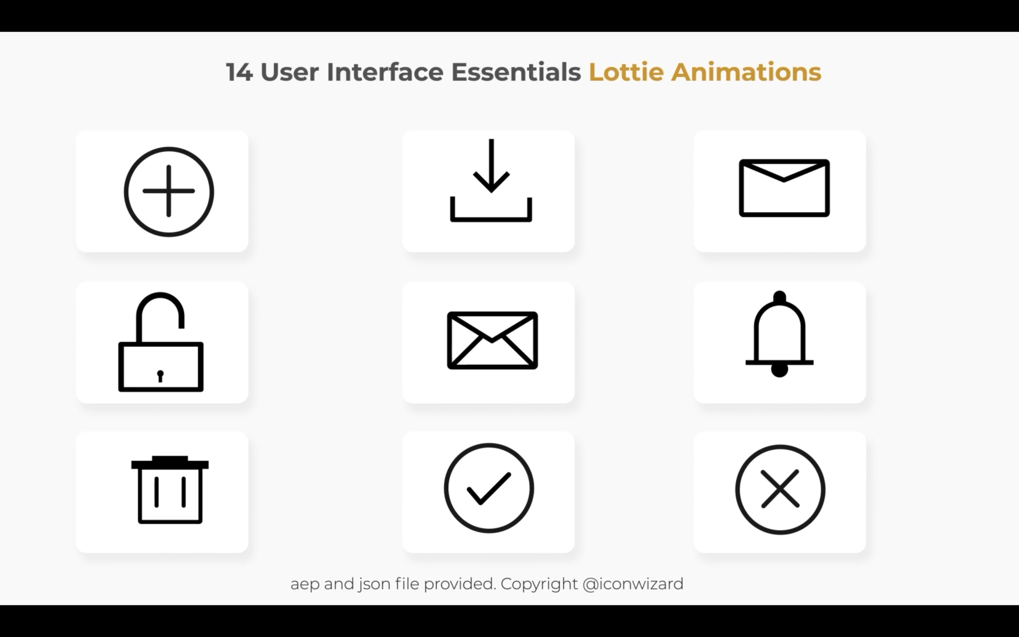 14 User Interface Essentials Icons Lottie Animation Pack - Studious31